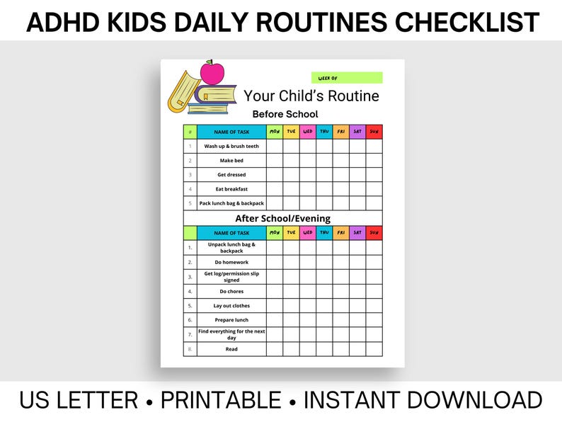 ADHD Kids Daily Routine, ADHD Kids Daily Checklist, ADHD Kids to Do ...