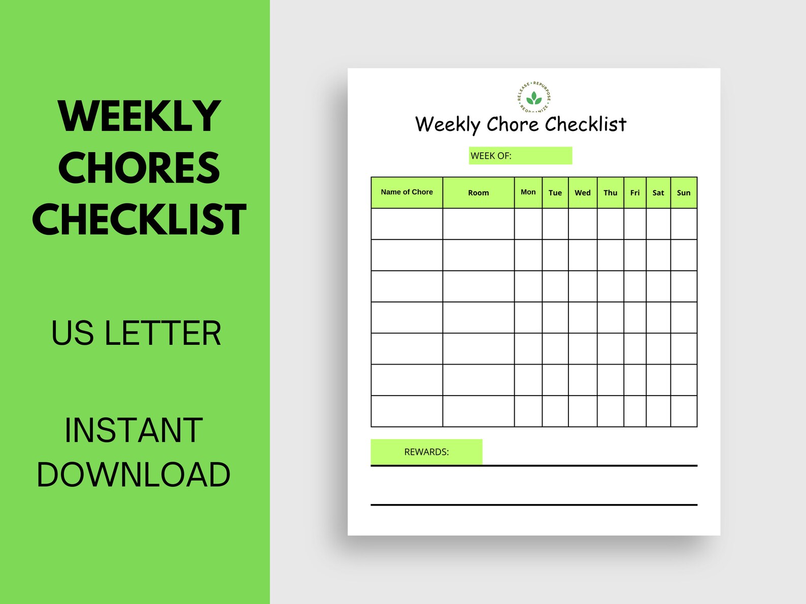 Weekly Chores Checklist; Plan When to Do Your Household Chores ...
