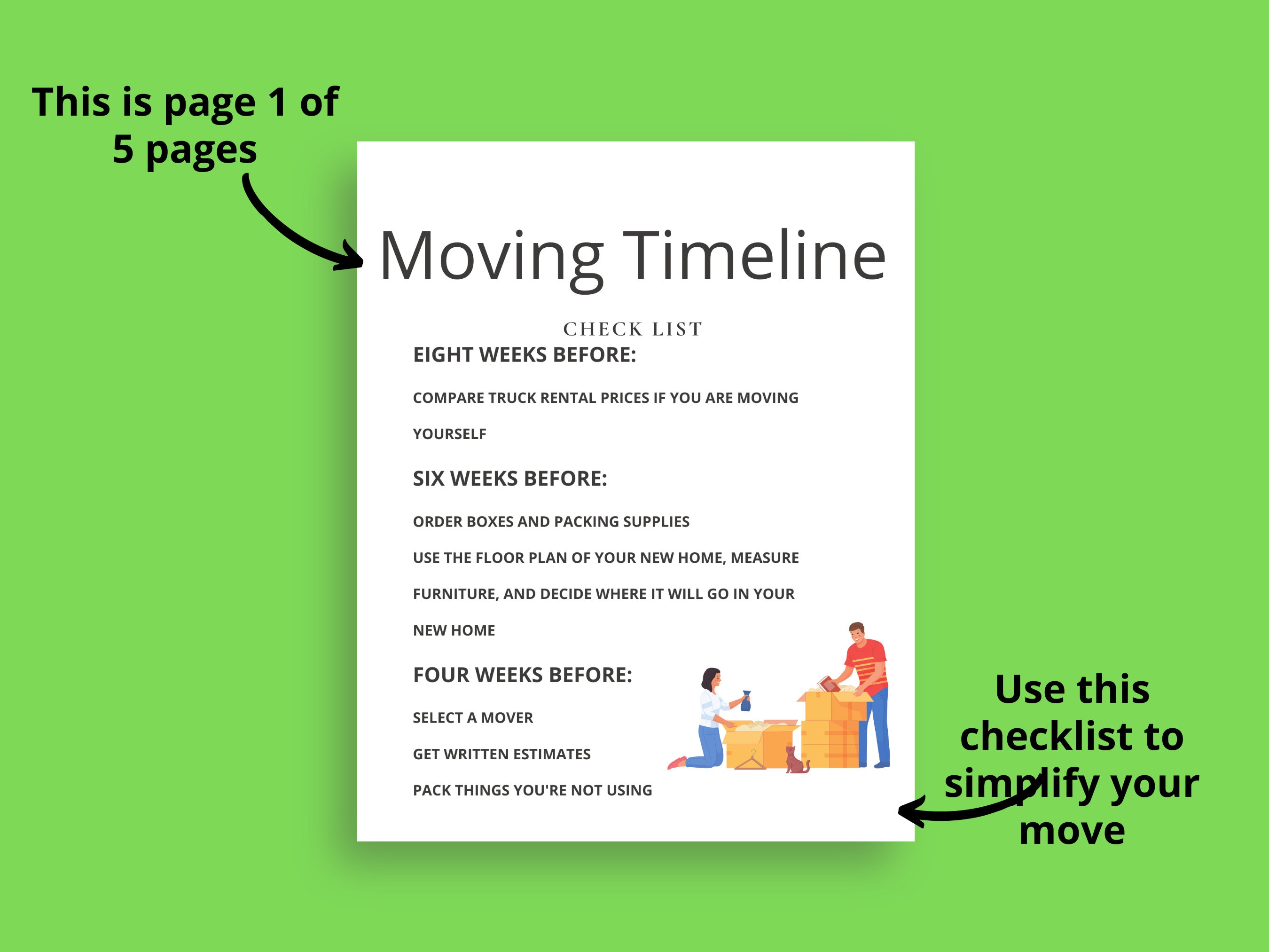 Moving Timeline Checklist; Moving Timeline Printable, Instant Download ...