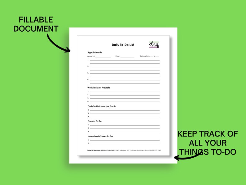 Daily To-do List; Fillable PDF, Digital Worksheet. Instant Download ...