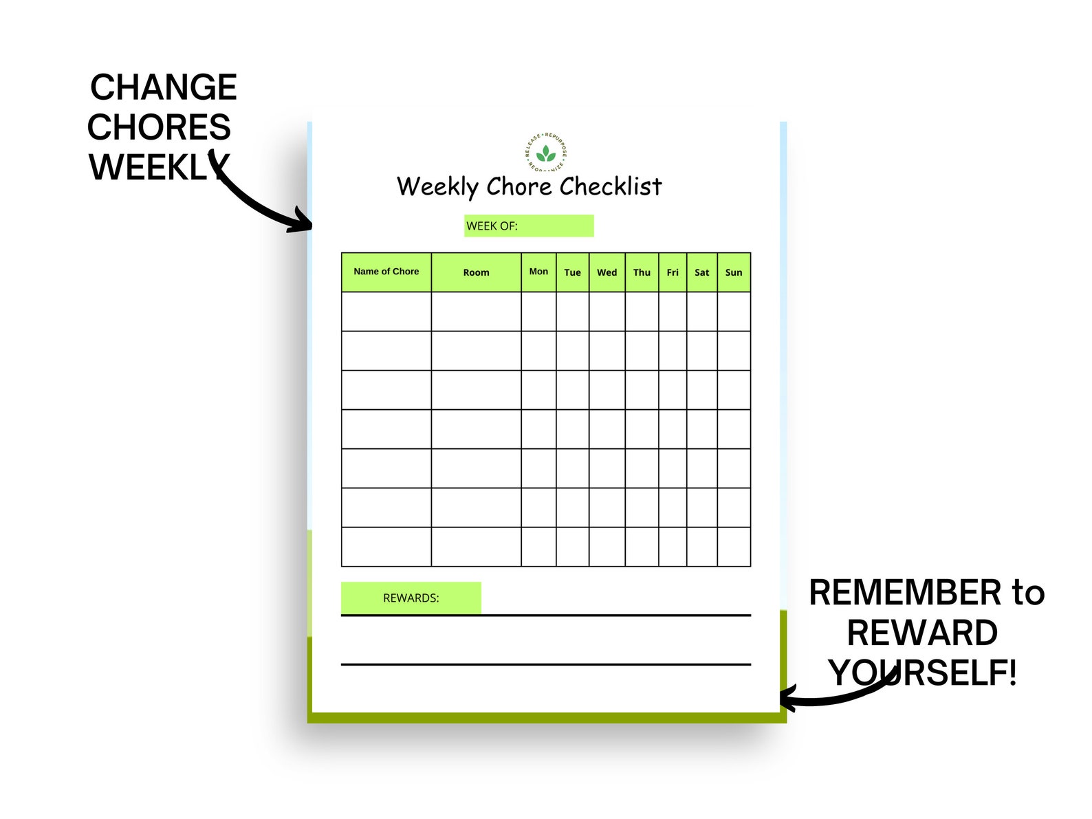 Weekly Chores Checklist; Plan When to Do Your Household Chores ...