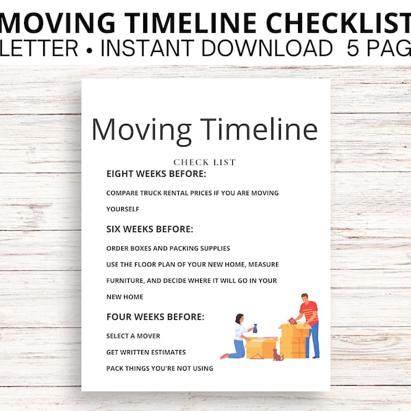 Moving Timeline Checklist Printable - Etsy
