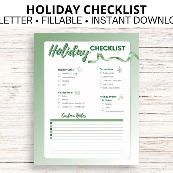 Holiday Checklists - Etsy