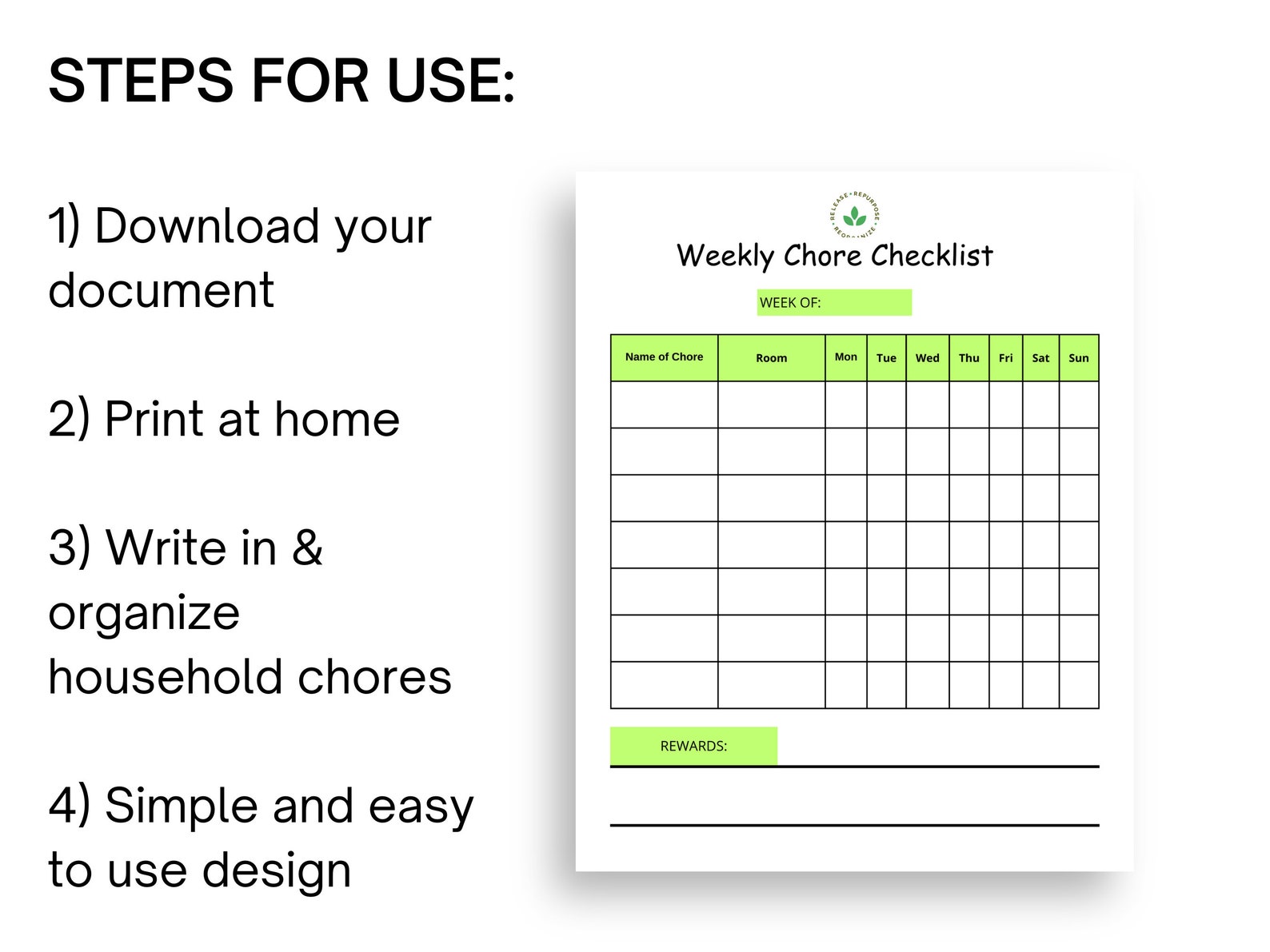 Weekly Chores Checklist; Plan When to Do Your Household Chores ...
