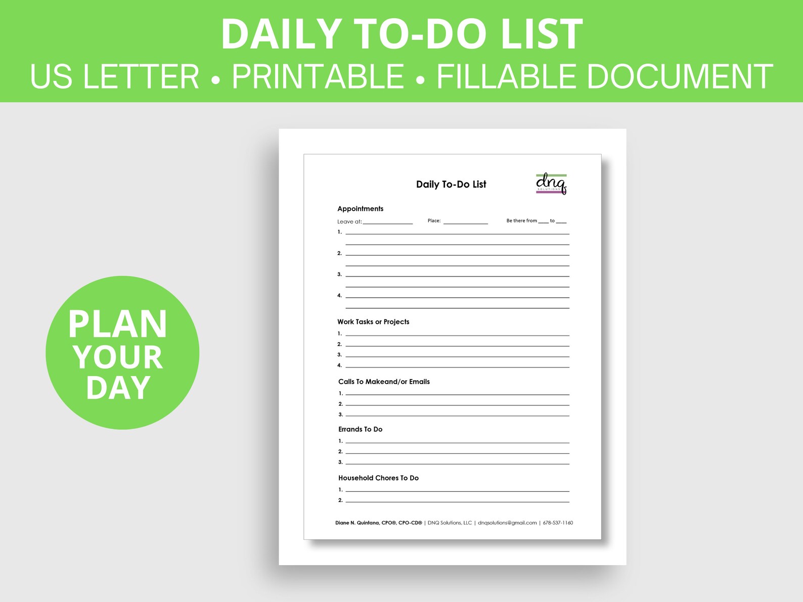 Daily To-do List; Fillable PDF, Digital Worksheet. Instant Download ...