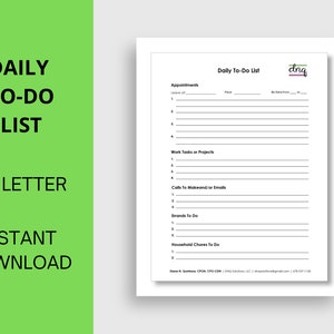 Daily To-do List; Fillable PDF, Digital Worksheet. Instant Download ...