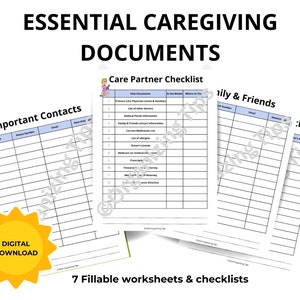Caregiver Essential Checklist Fillable PDF, Home Healthcare Forms ...