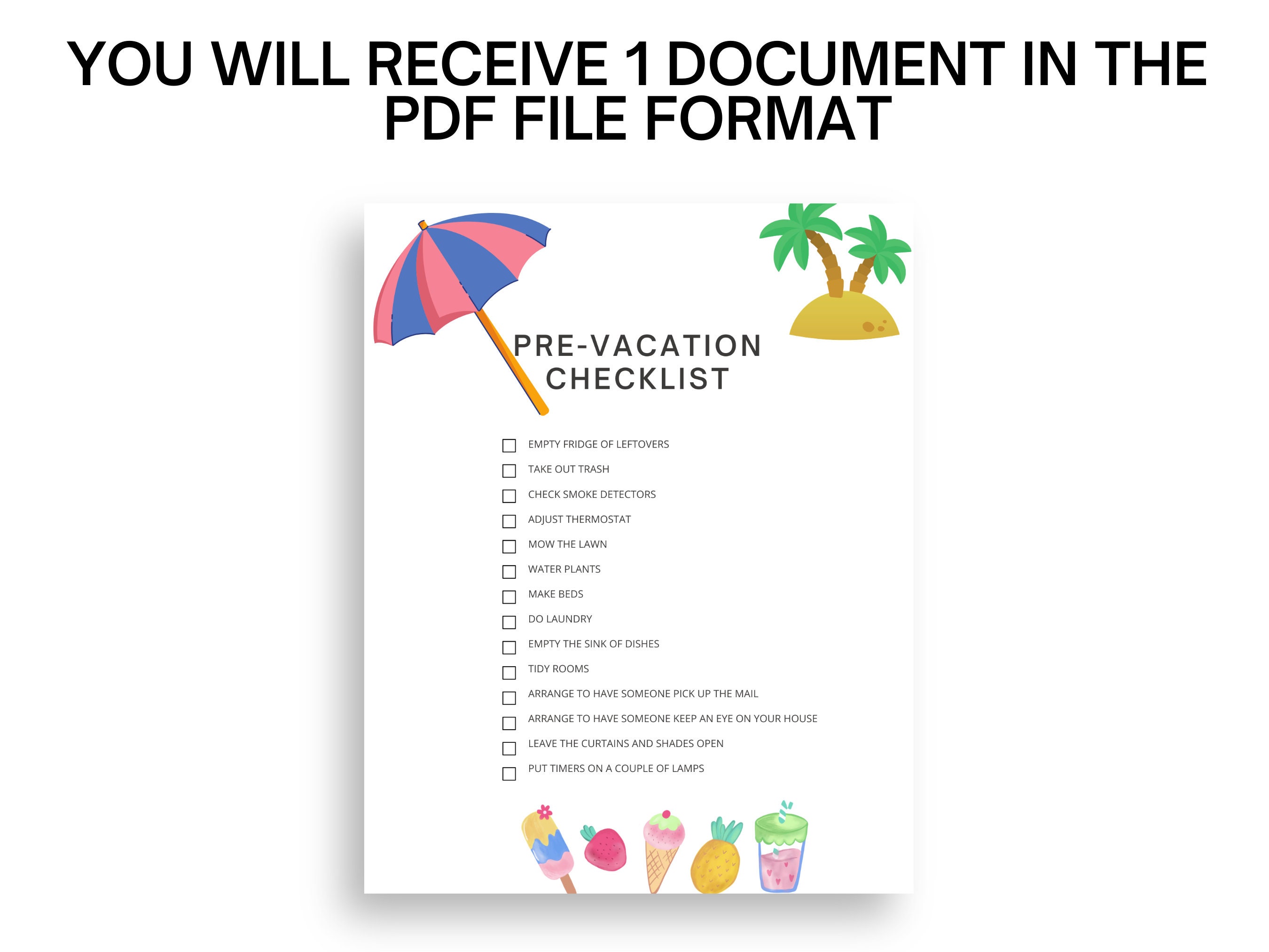 Vacation Checklist; Printable; Instant Download; Use Before You Travel ...