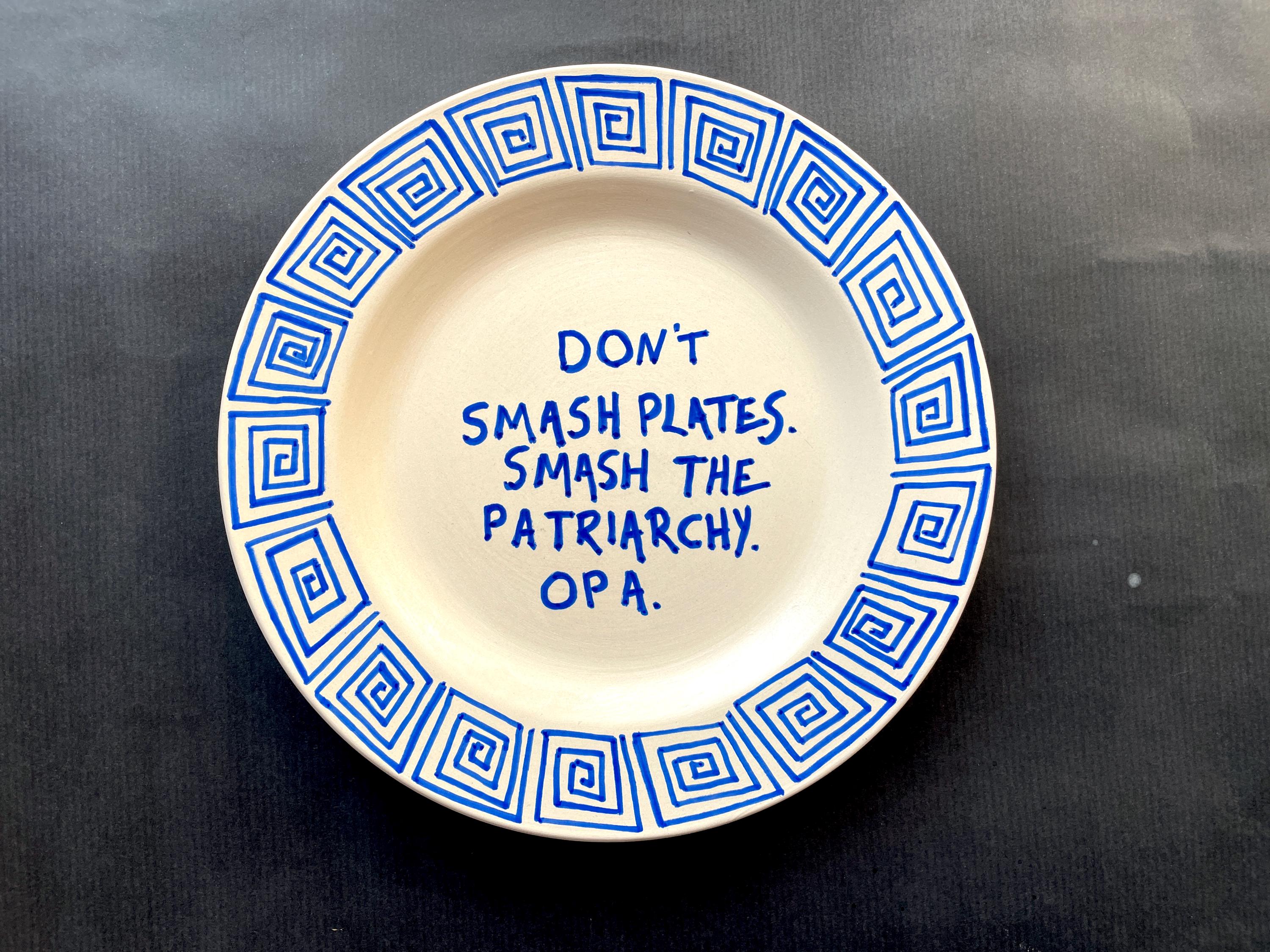 Feminist Art Plate: Handmade Ceramic Greek Decor - Smash the Patriarchy ...