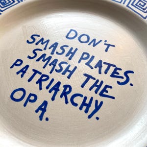 Feminist Art Plate: Handmade Ceramic Greek Decor - Smash the Patriarchy ...