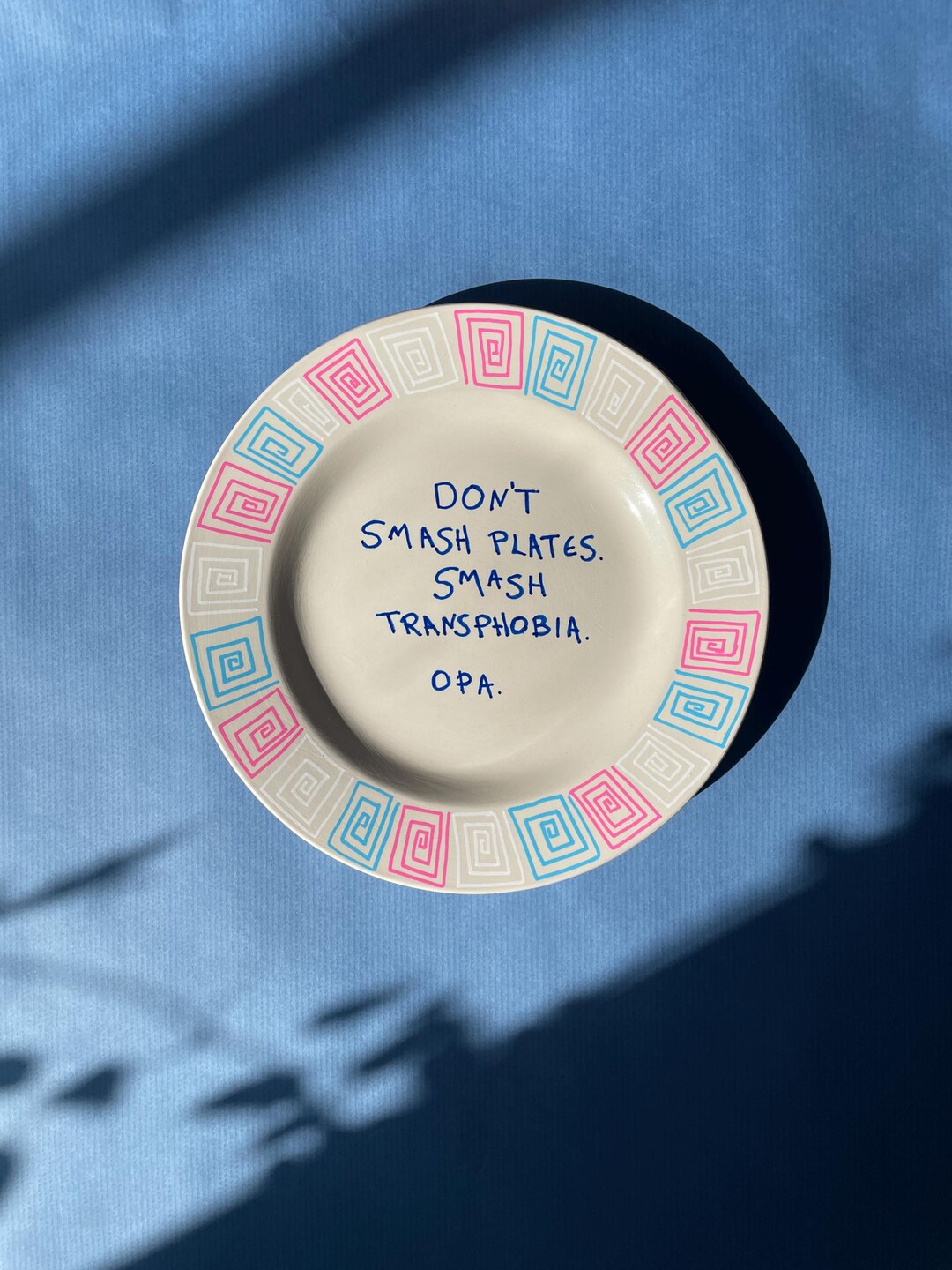 Transgender Pride Flag Ceramic Decorative Plate Handmade Gift ...