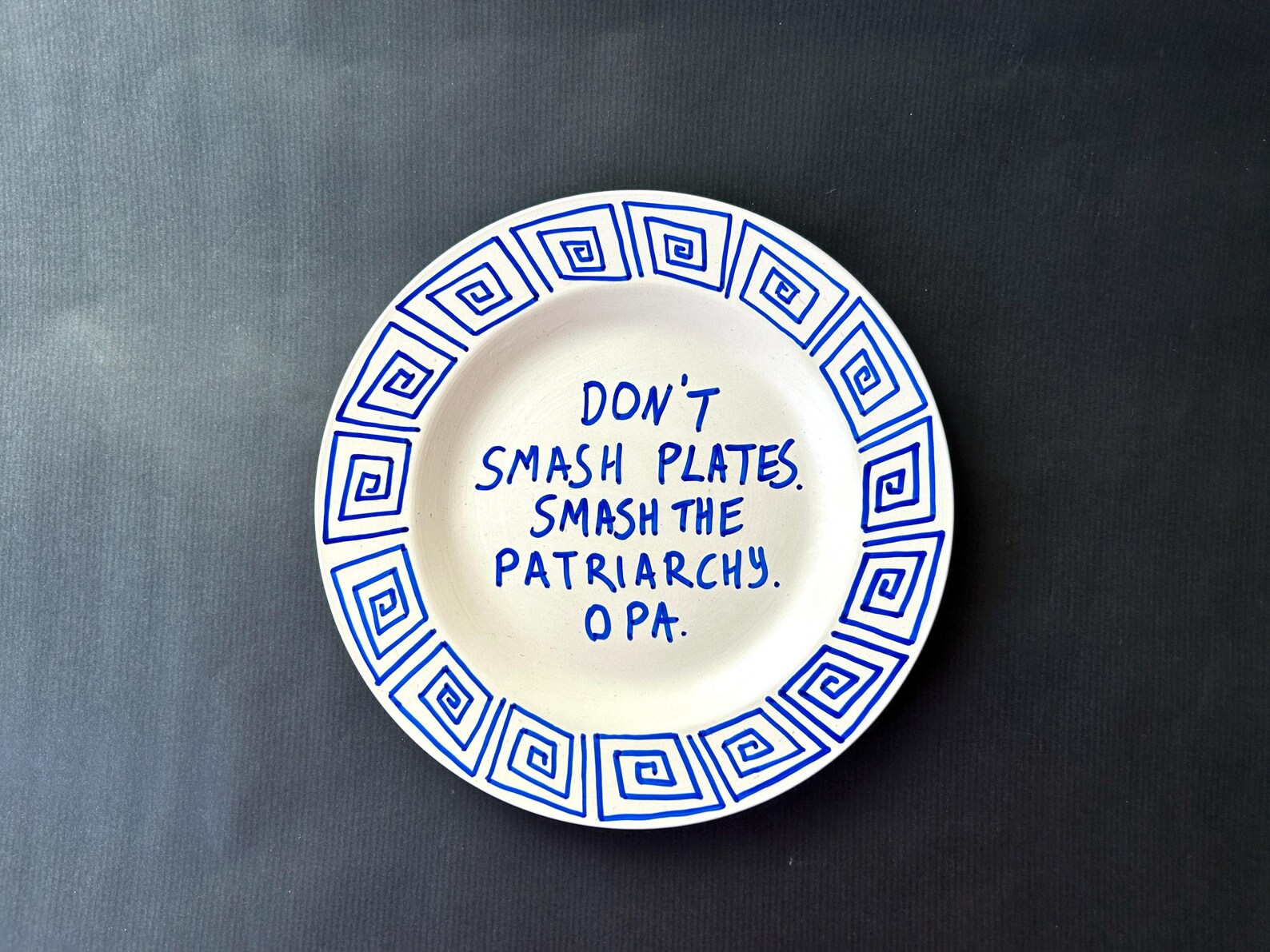 Feminist Art Plate: Handmade Ceramic Greek Decor - Smash the Patriarchy ...