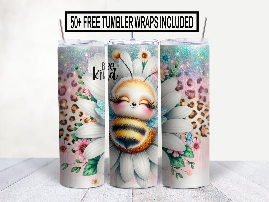 Cute Bee Tumbler Wrap Bundle - Bee Kind 50+ Designs, Bumblebee PNG ...