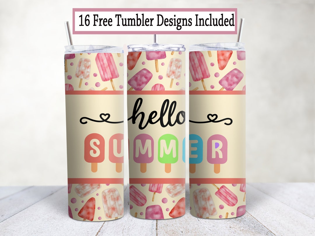 Popsicle Tumbler Wrap Sublimation Design: Hello Summer (digital ...