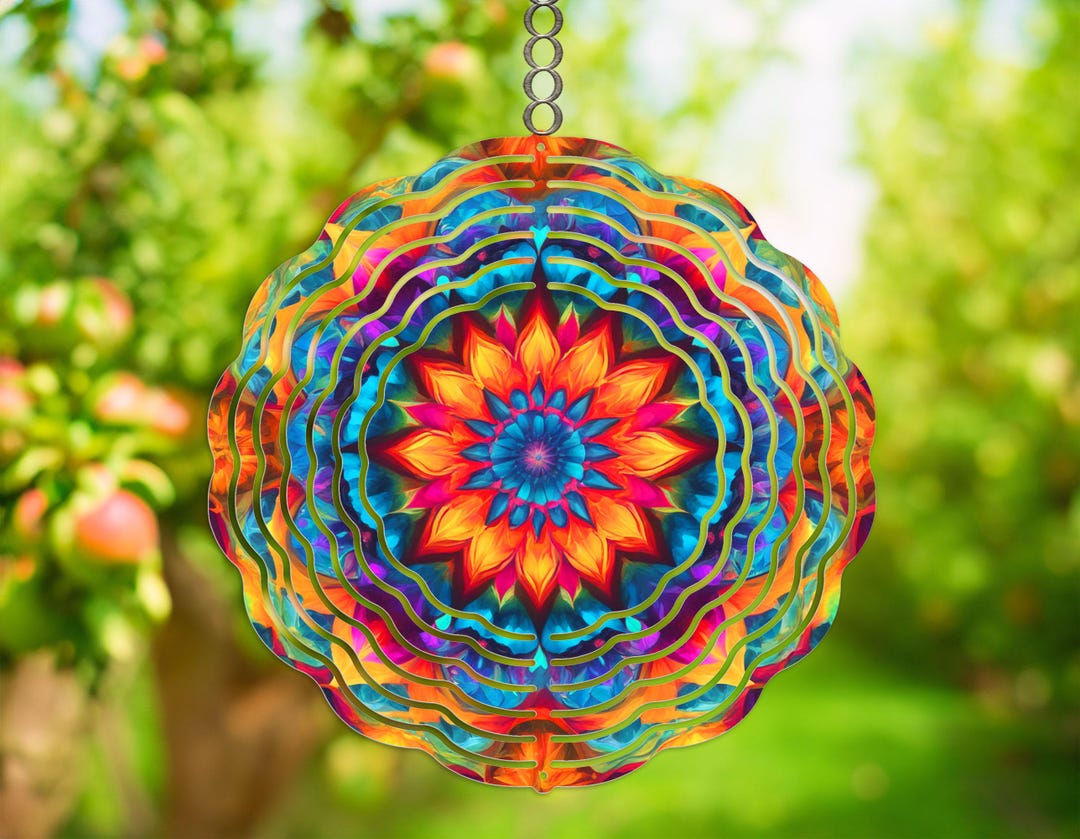 Mandala Wind Spinner PNG, Colorful Wind Spinner Sublimation Design ...