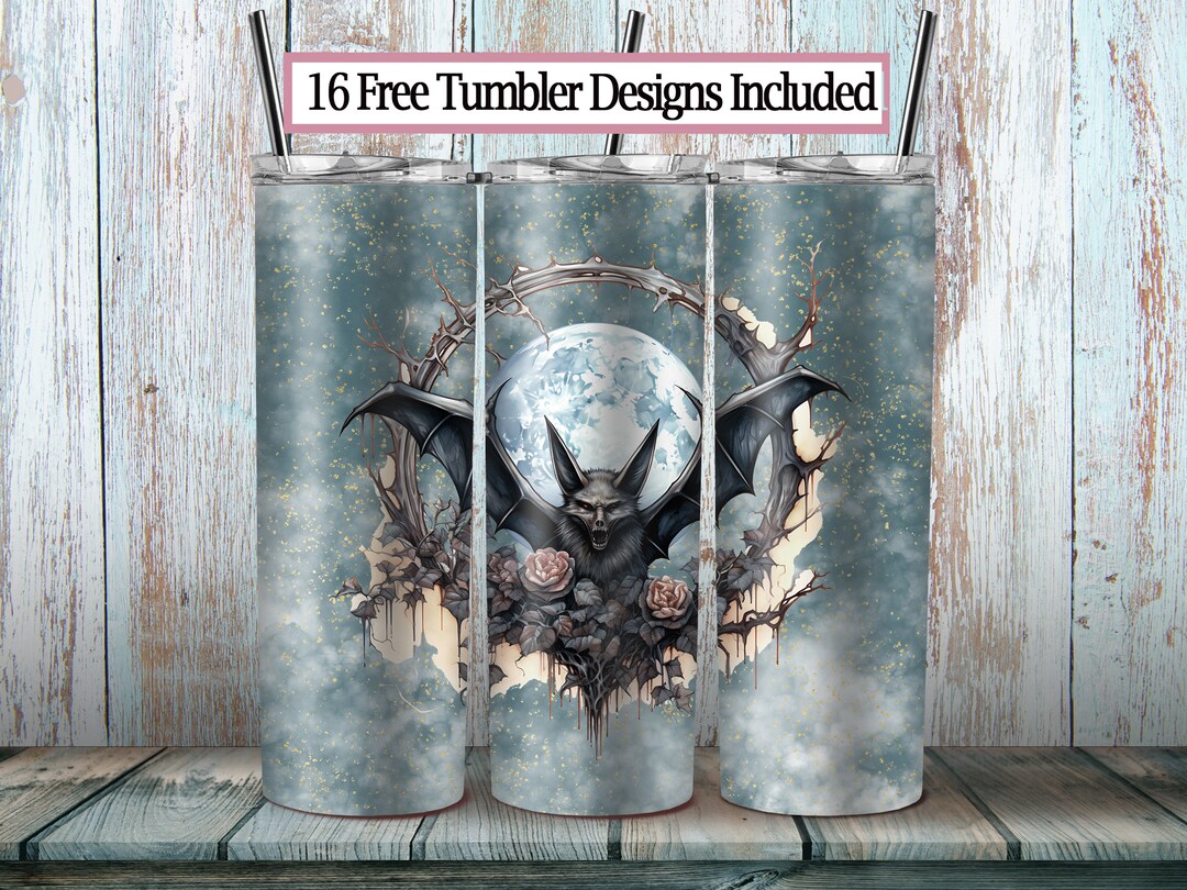 Gothic Bat 20 Oz Skinny Tumbler Wrap Sublimation Design Png. - Etsy
