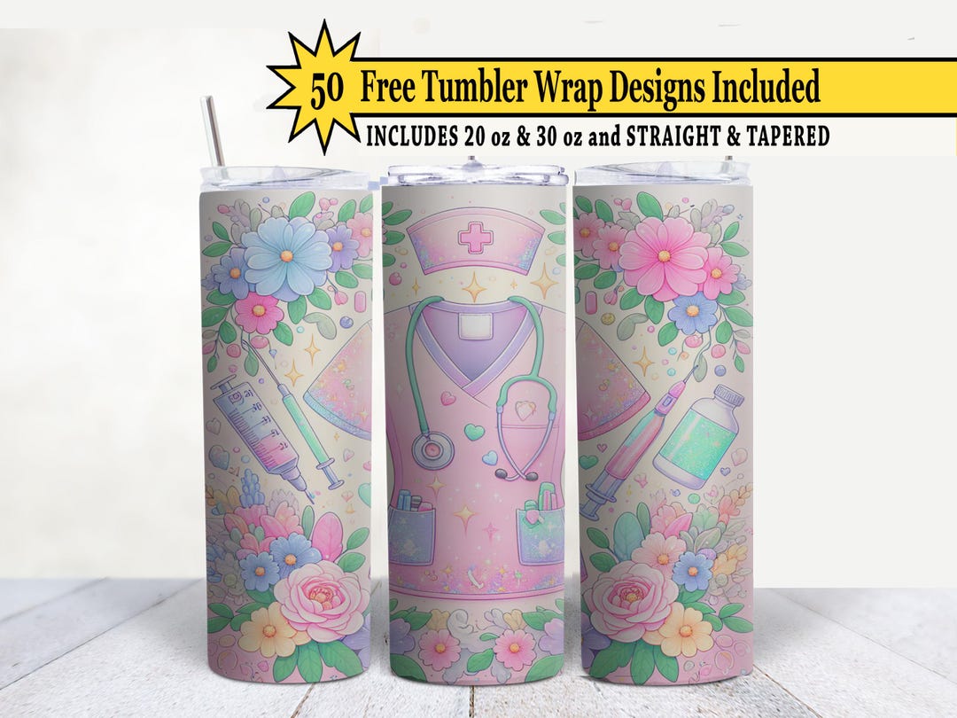 Pastel Floral Nurse Tumbler Wrap: 20oz 30oz PNG (digital Download) - Etsy