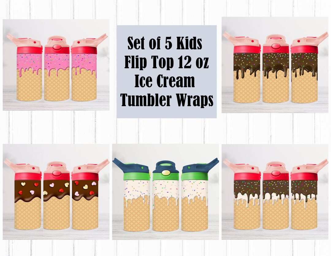 Ice Cream Tumbler Wrap Set: 12oz Kids Sippy Cup Sublimation PNG ...