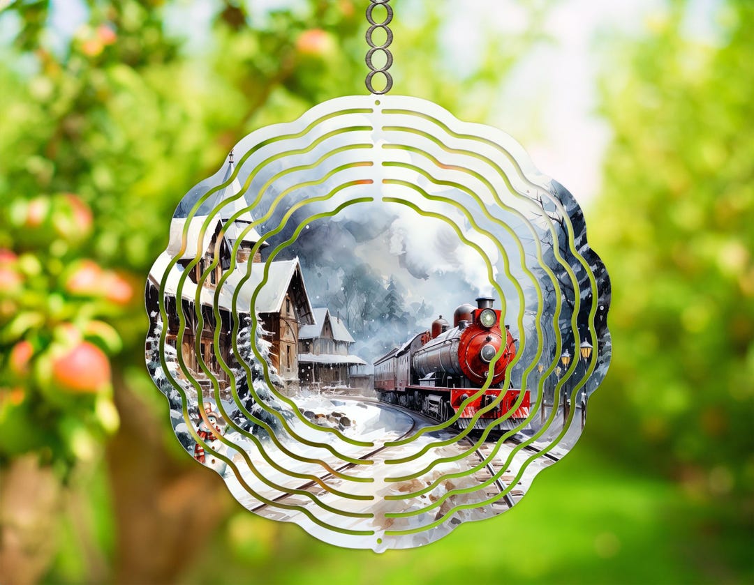 Train Wind Spinner PNG, Christmas Winter Scene Wind Spinner Sublimation ...