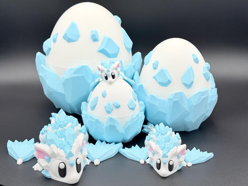 Crystal Ice Dragon - Articulated - 3D Printed Figures - Party Favors - Etsy