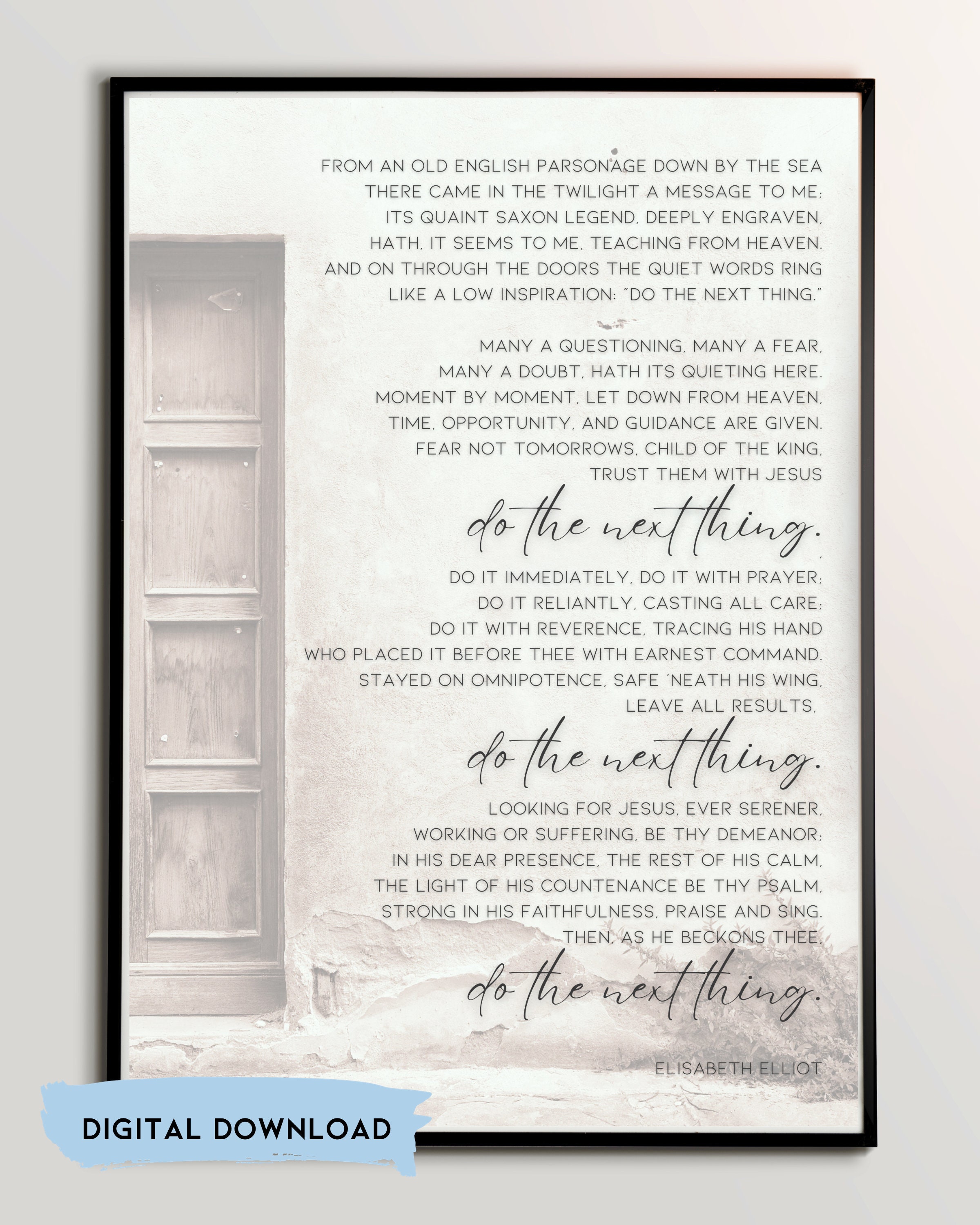 Do the Next Thing Poem | Elisabeth Elliot Quote | Christian Poem ...