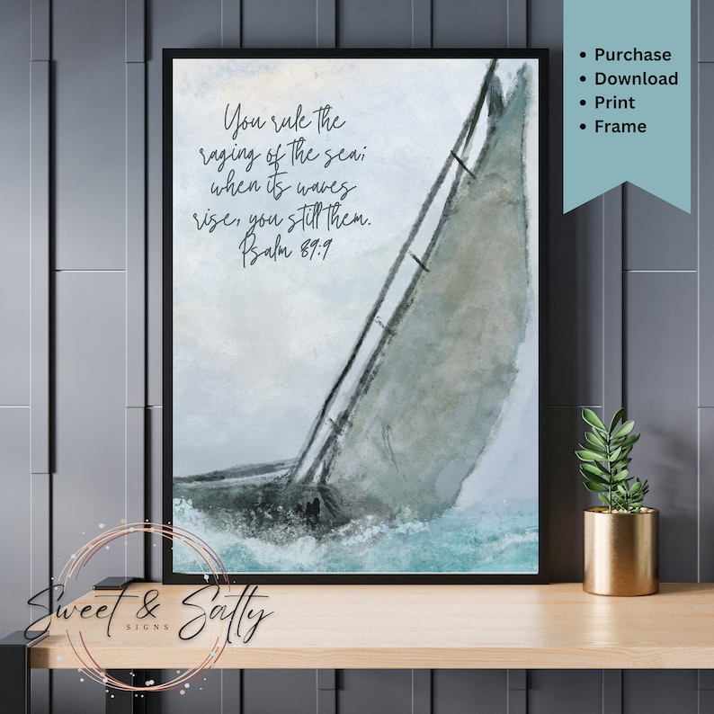 Psalm 89:9 Bible Verse Wall Art, "you Rule the Raging of the Sea ...