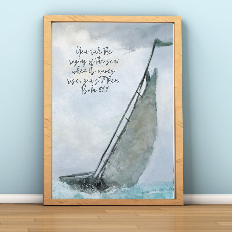 Psalm 89:9 Bible Verse Wall Art, "you Rule the Raging of the Sea ...