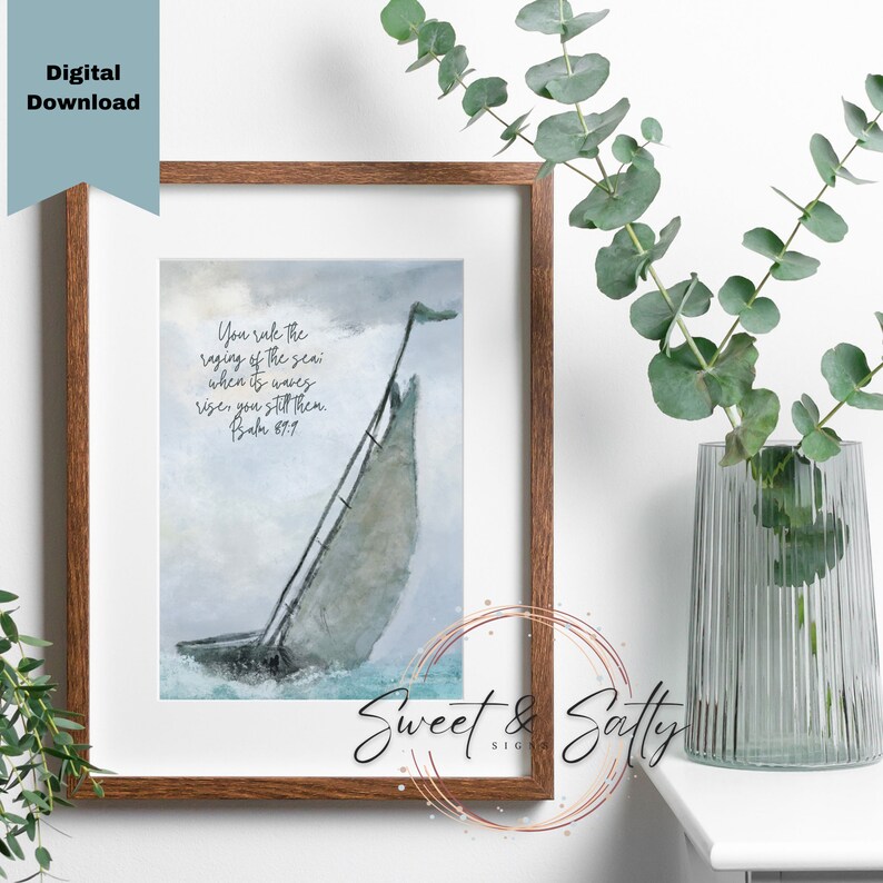 Psalm 89:9 Bible Verse Wall Art, "you Rule the Raging of the Sea ...