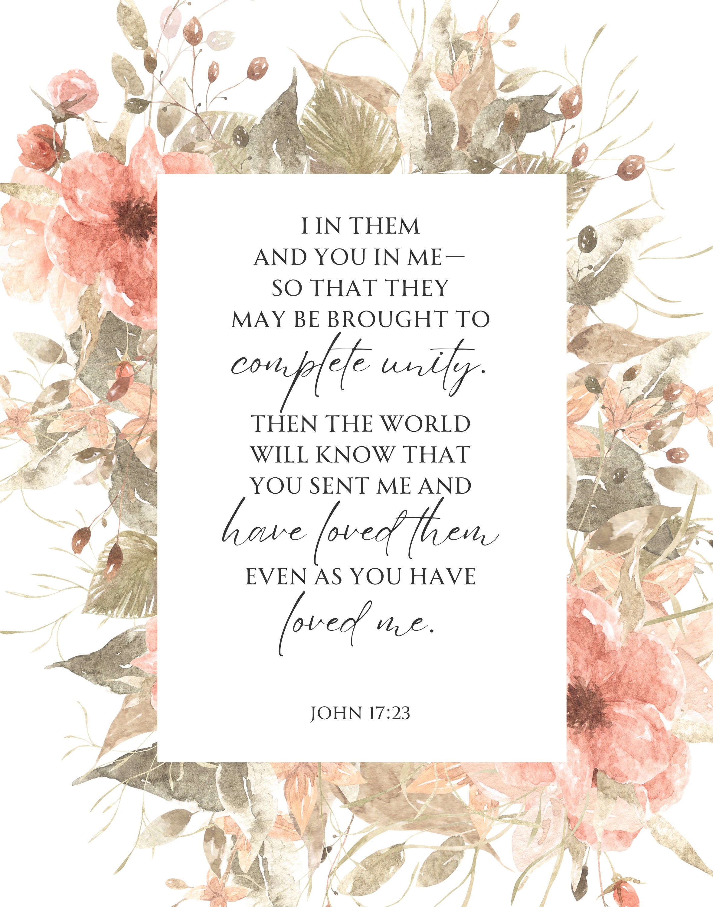 John 17:23 Bible Verse Wall Art Printable - Etsy