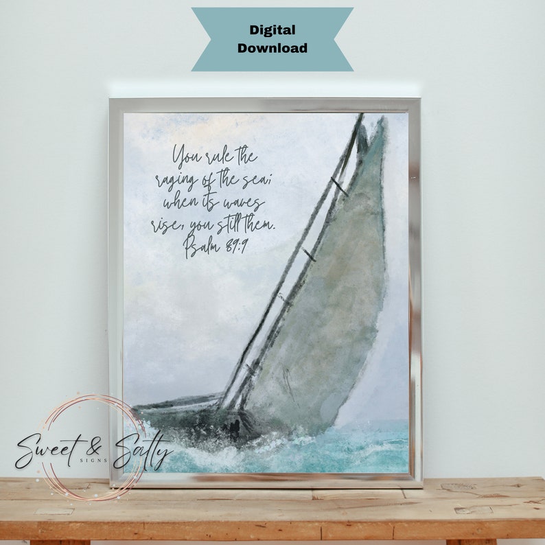 Psalm 89:9 Bible Verse Wall Art, "you Rule the Raging of the Sea ...