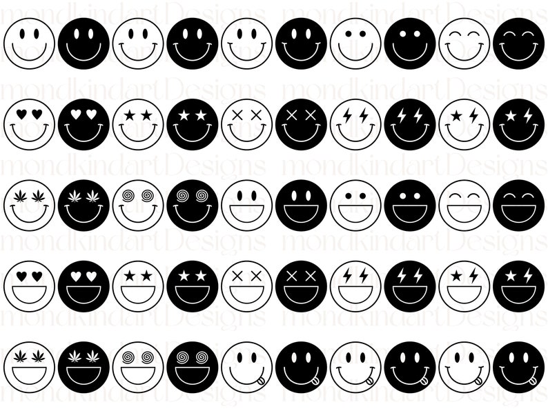 Smiley Svg Bundle Smiley Faces Png Retro Smiley Svg Smiley Png - Etsy