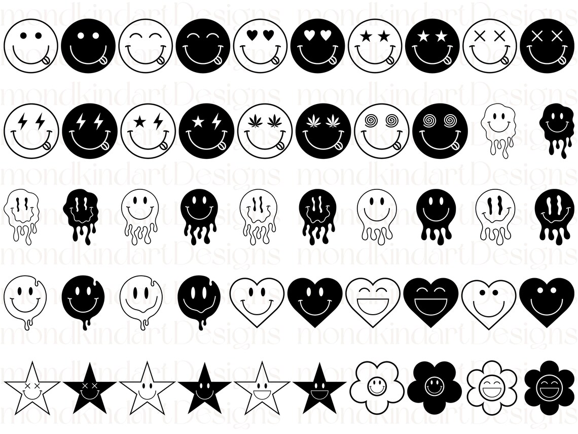Smiley Svg Bundle Smiley Faces Png Retro Smiley Svg Smiley Png - Etsy
