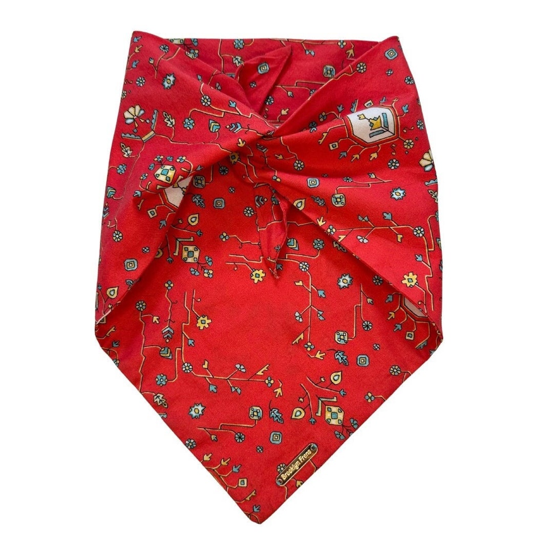 Rotes Azteken-Hundehalstuch - Halstuch zum Binden - Rotes Hundehalstuch ...