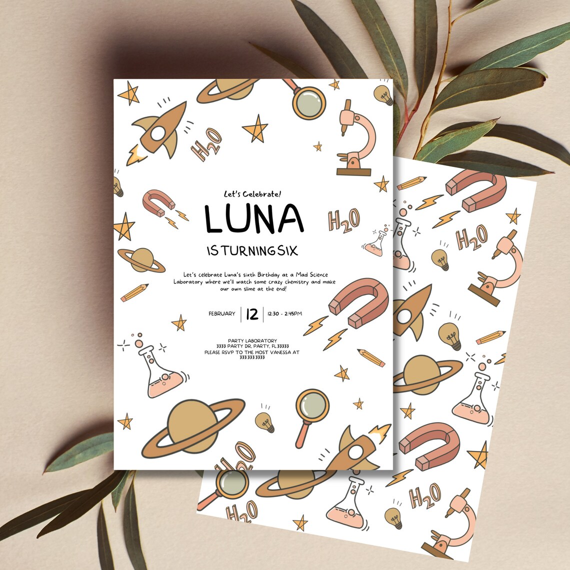 Editable Science Birthday Invitation, Girl Birthday, Party Invite, Kids ...