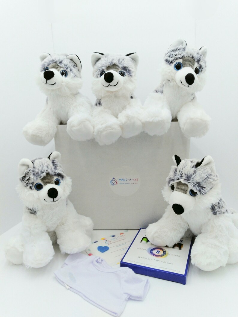 5 Pack Make Your Own Husky Dog Party Kit White T-shirts 10husky Dog ...
