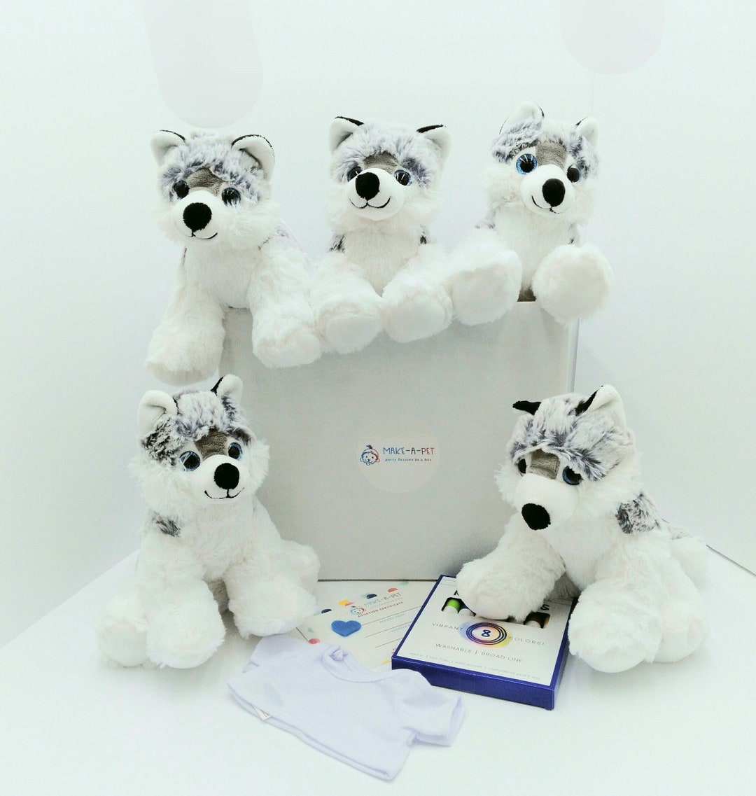 5 Pack Make Your Own Husky Dog Party Kit White T-shirts 10husky Dog ...
