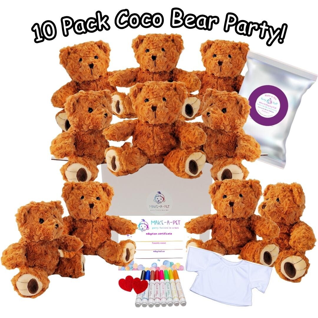 10 Pack DIY Coco Bear Kit With / Without Shirts Teddy Plushie Make a ...