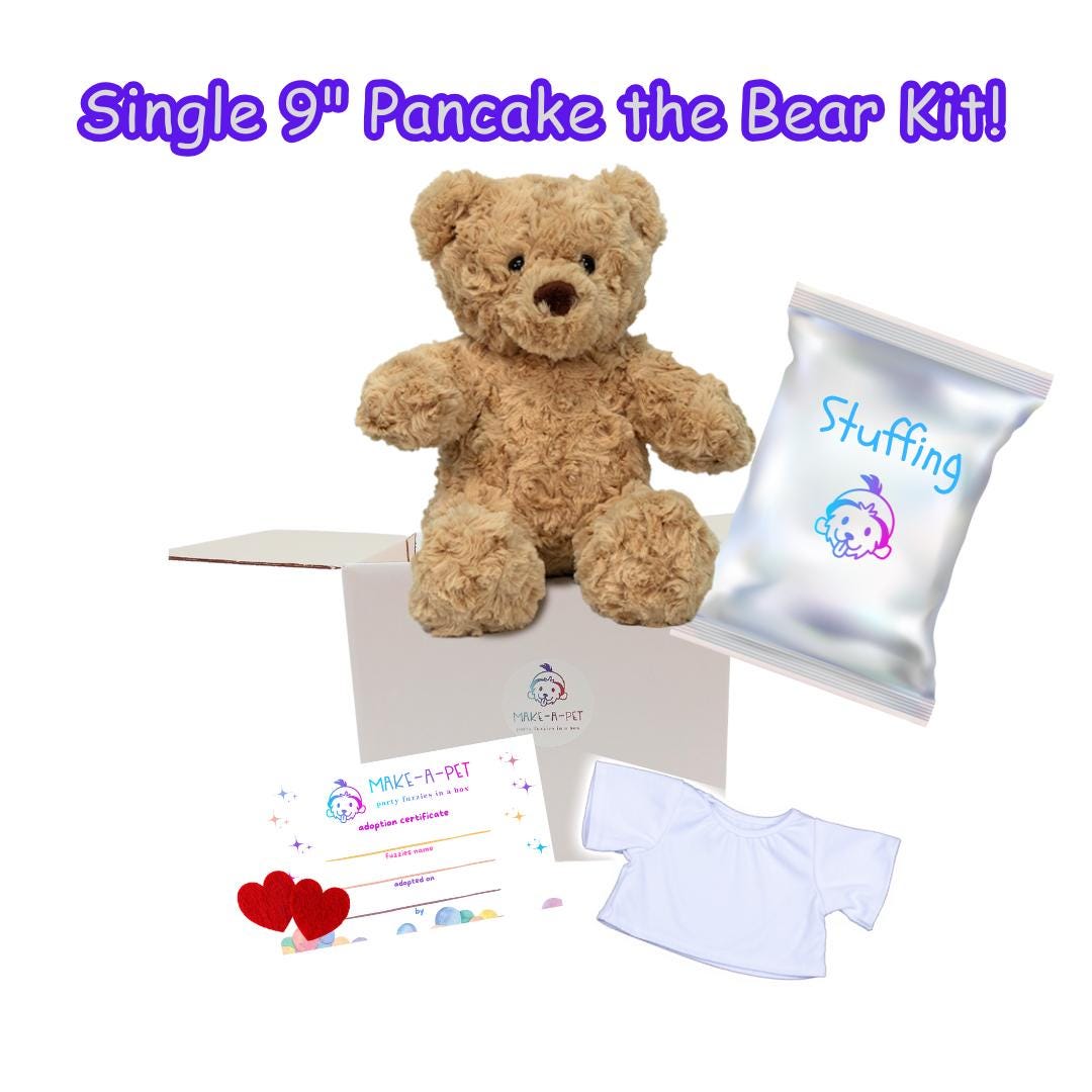 9" Unstuffed Pancake the Bear Kit With White T-shirt, Unstuffed Teddy ...