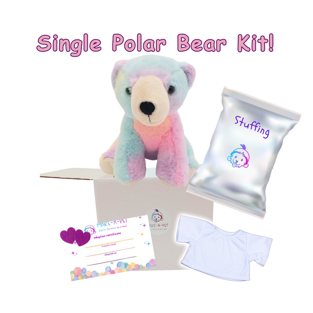 10" Unstuffed Polar Bear Kit With White T-shirt, Colorful Polar Bear ...