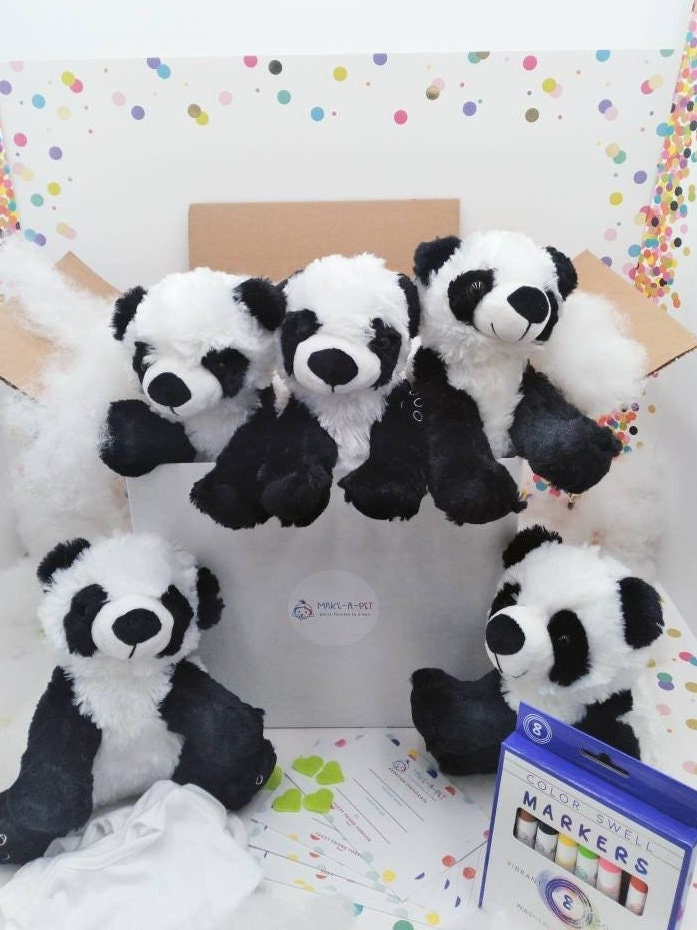 Five Pack Make Your Own Panda Bear Party Kit White T-shirt Panda Bear ...