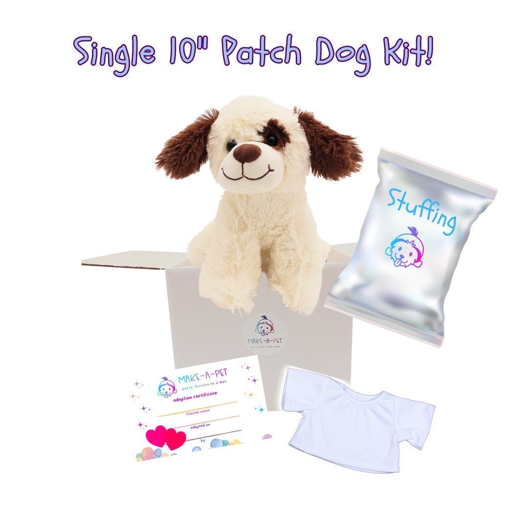 10" Unstuffed Patch Eyed Dog Kit With White T-shirt, Patch Dog Plushie ...