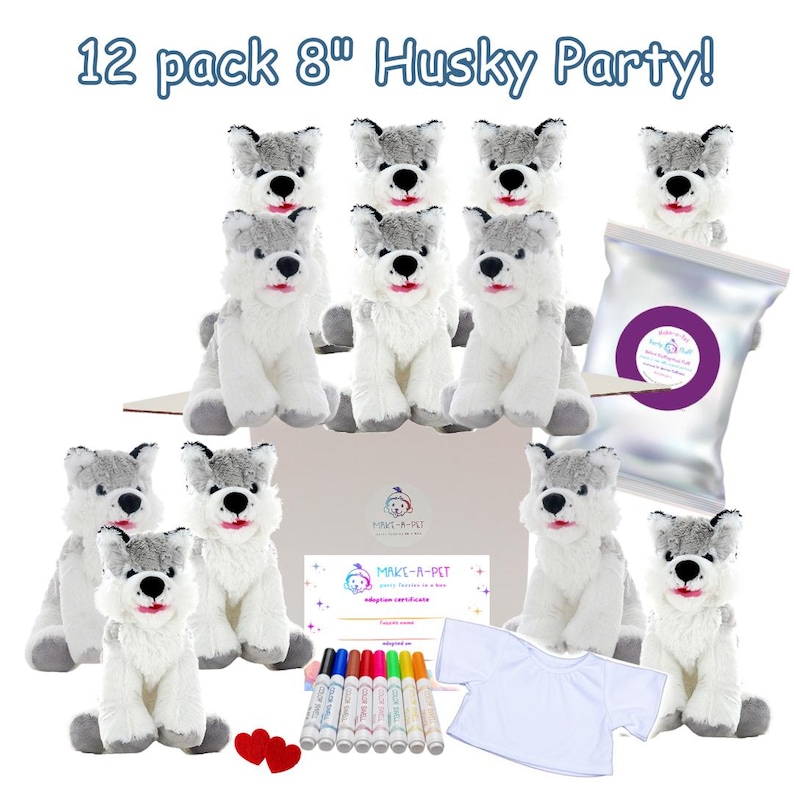 12 Pack DIY Husky Dog 8" Small Kit With / Without Shirts Make a Bear ...