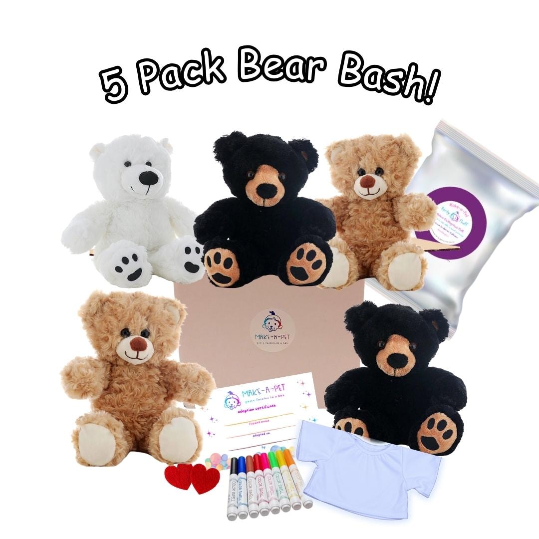 5 Pack Bear Bash Party Kit Make Your Own Bear With/without Shirts or ...