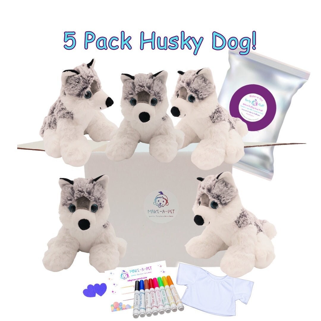 5 Pack Make Your Own Husky Dog Party Kit 10"husky Dog Stuffable Plushie ...