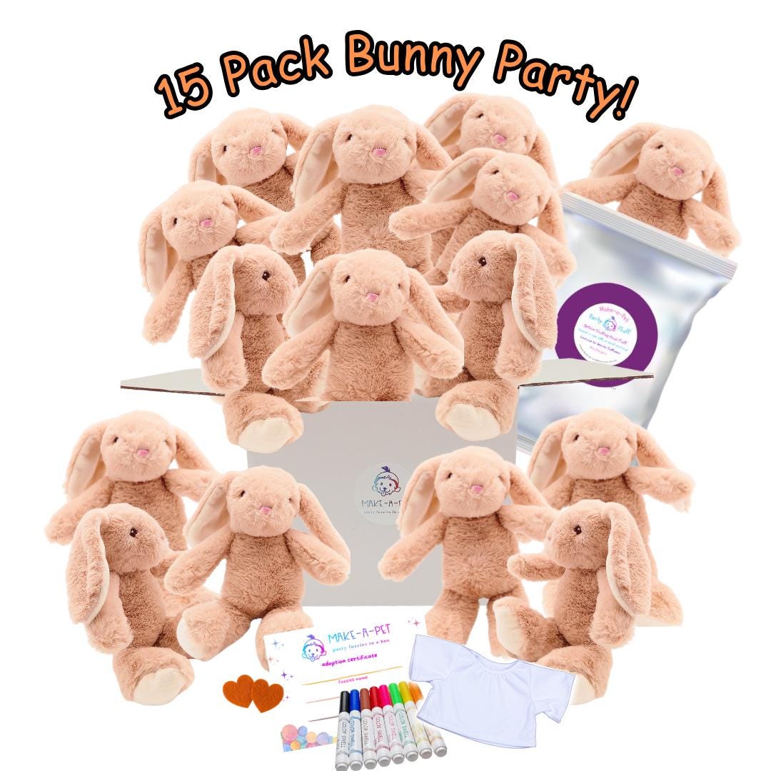 DIY(15 Pack) Make Your Own Brown Bunny Party Favor, Stuffed Animal Kit ...