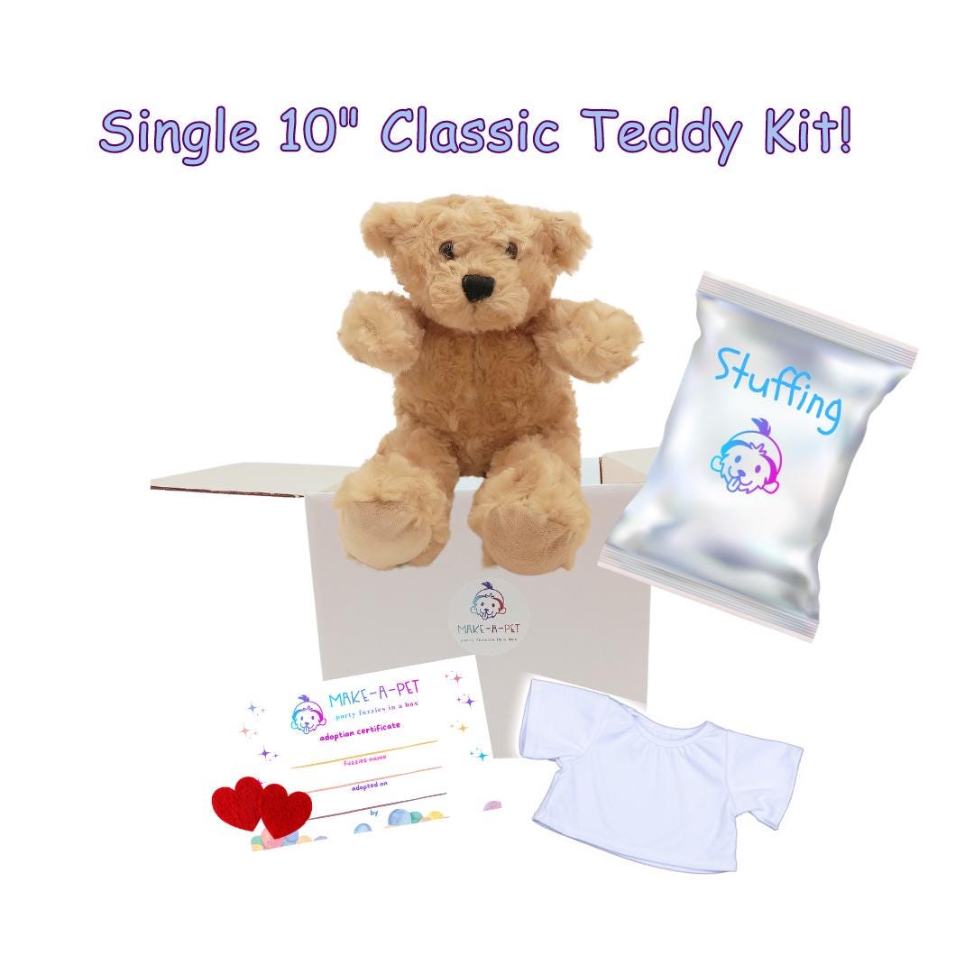 10" Unstuffed Classic Teddy Bear Kit With White T-shirt, Unstuffed ...