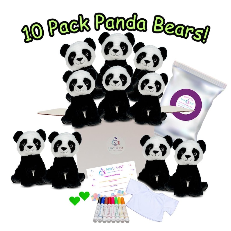10 Pack ECO Panda Bear Party Kit, Stuff Your Own Plushie, Kids Craft - Etsy