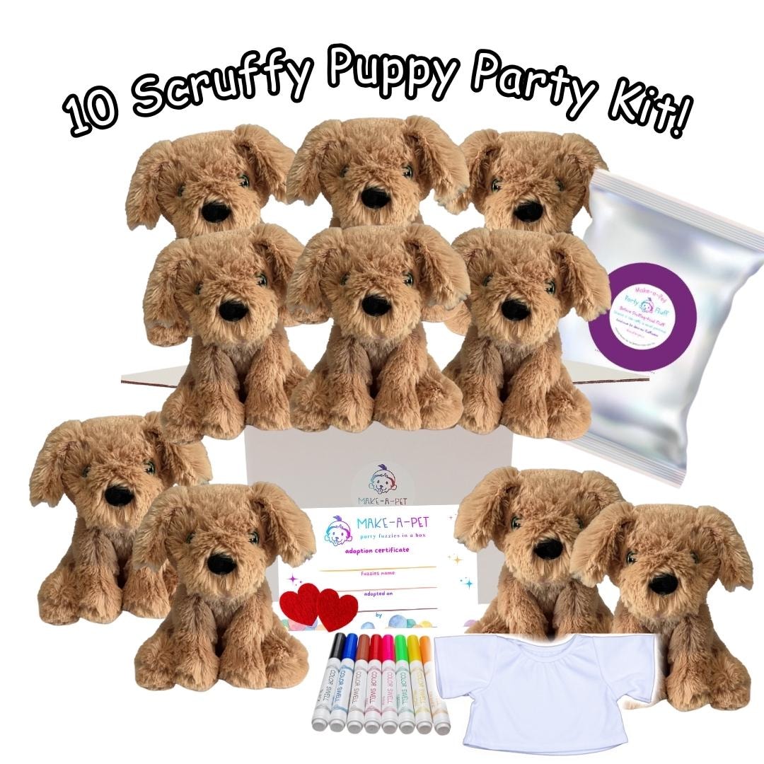 10 Pack Scruffy Puppy DIY Stuffing Party Kits: Yellow Dog Lab Plush ...