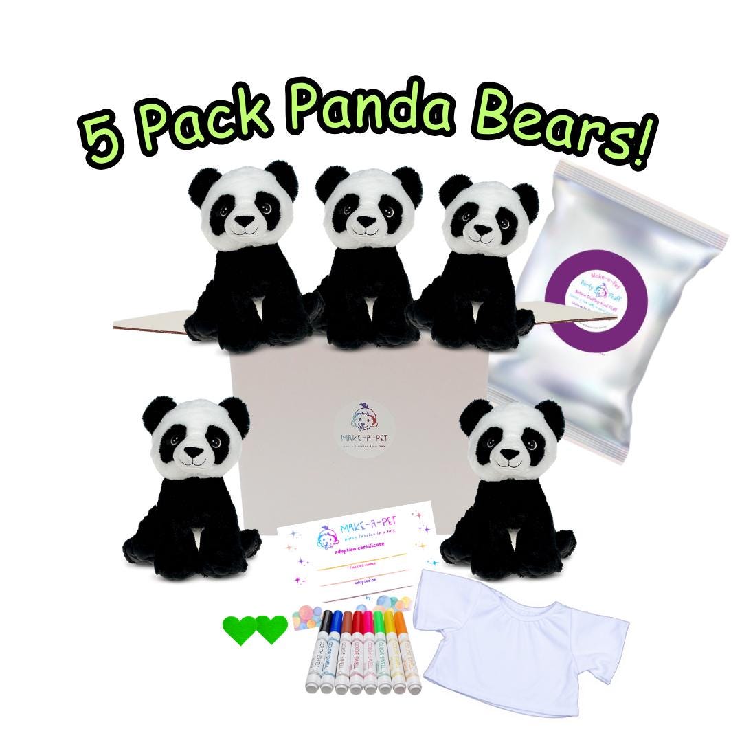 Five Pack Make Your Own ECO Panda Bear Party Kit T-shirt Panda Bear ...