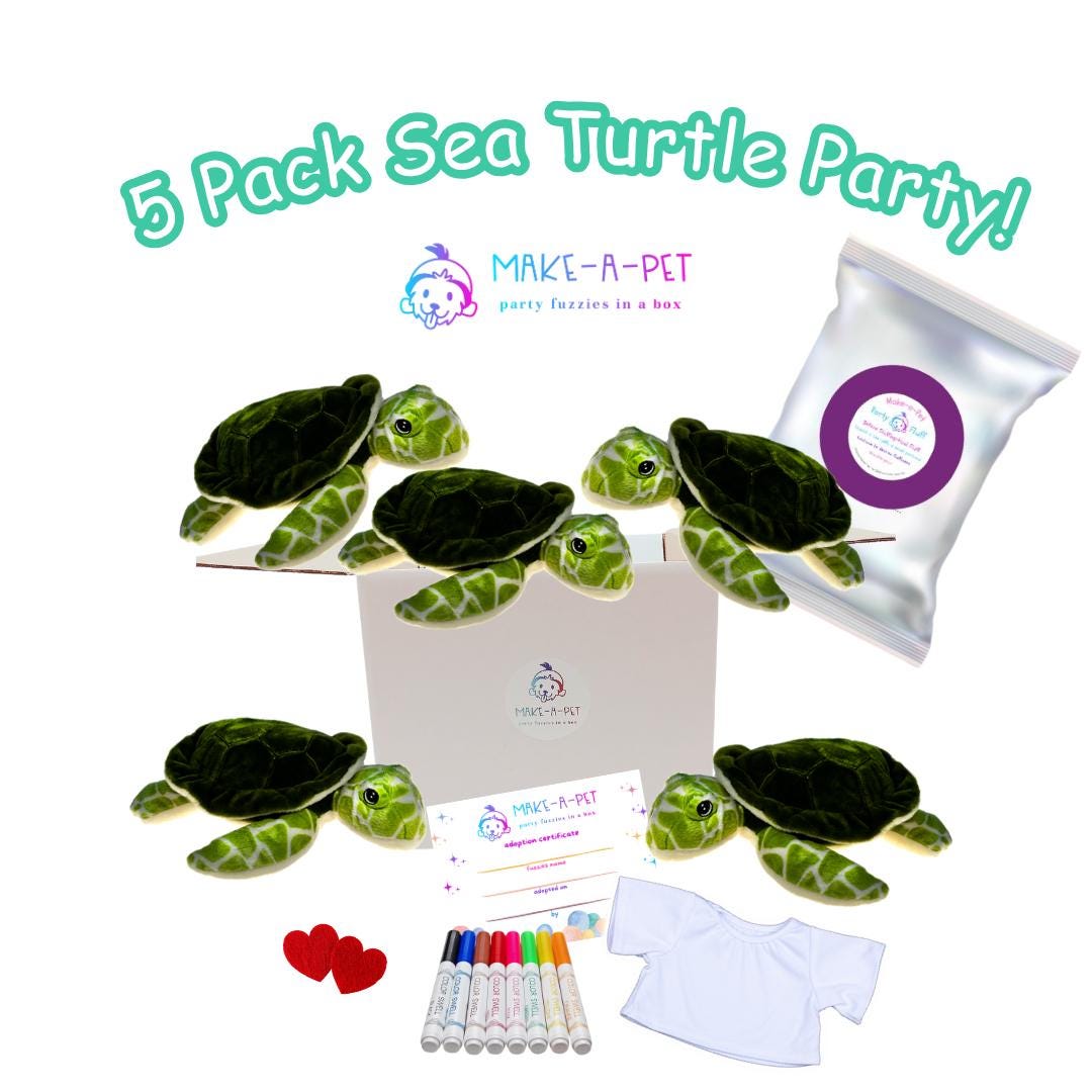 5 Pack Make Your Own 9" Sea Turtle Party Kit With or Without T-shirts ...